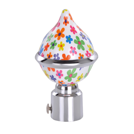 Colorful Flower Drapery Rod Finials for 25mm Rod N874 {set of 2 Pcs.}