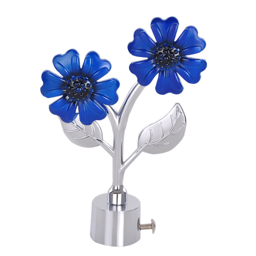 Flower Blue Curtain Finials | Curtain Rode Finials @ Green Interio
